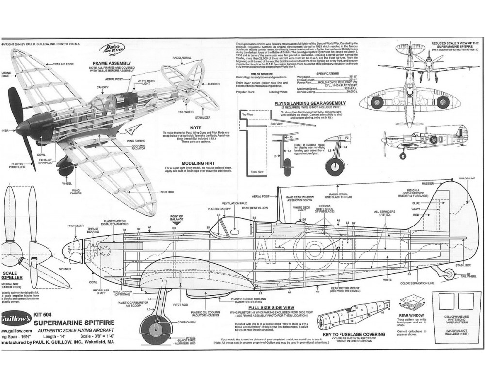 Supermarine MK-1 Spitfire Balsa kit