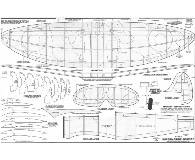 Supermarine MK-1 Spitfire Balsa kit