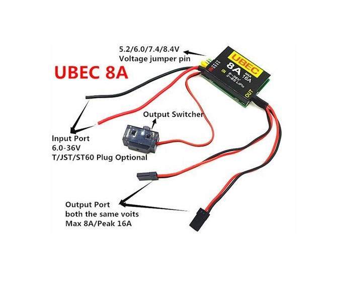 UBEC-8A BEC DUAL UBEC 8A/16A 5.2V/6.0V/7.4V/8.4V 2S-8S 6-36V Servo ...