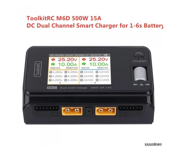 ToolkitRC M6D V3 500W 15A DC Dual Channel Smart Charger